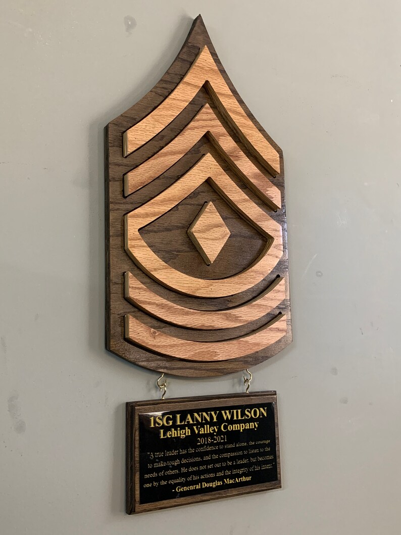 First Sergeant Hanging Wall Plaque 1SG Wood Cutout With - Etsy