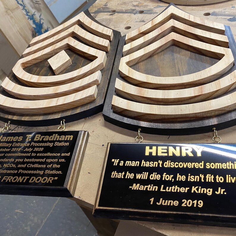 First Sergeant Hanging Wall Plaque 1SG Wood Cutout With - Etsy