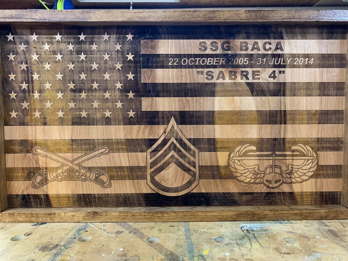American flag custom engraved / personalized flag / military / | Etsy