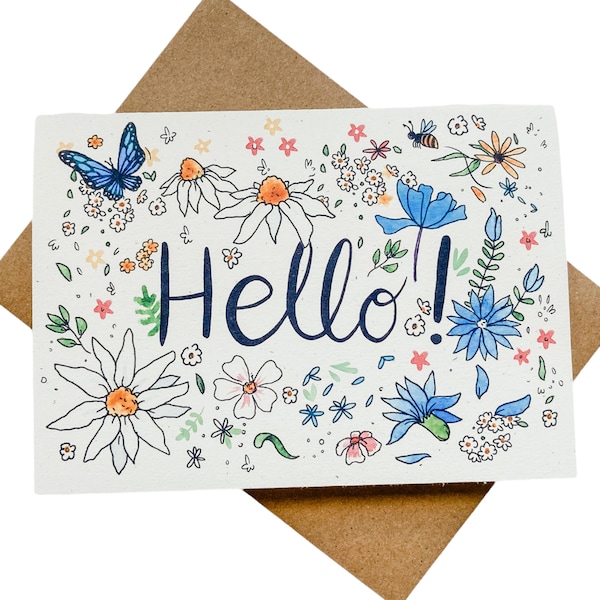 Hello Greeting Card - Etsy