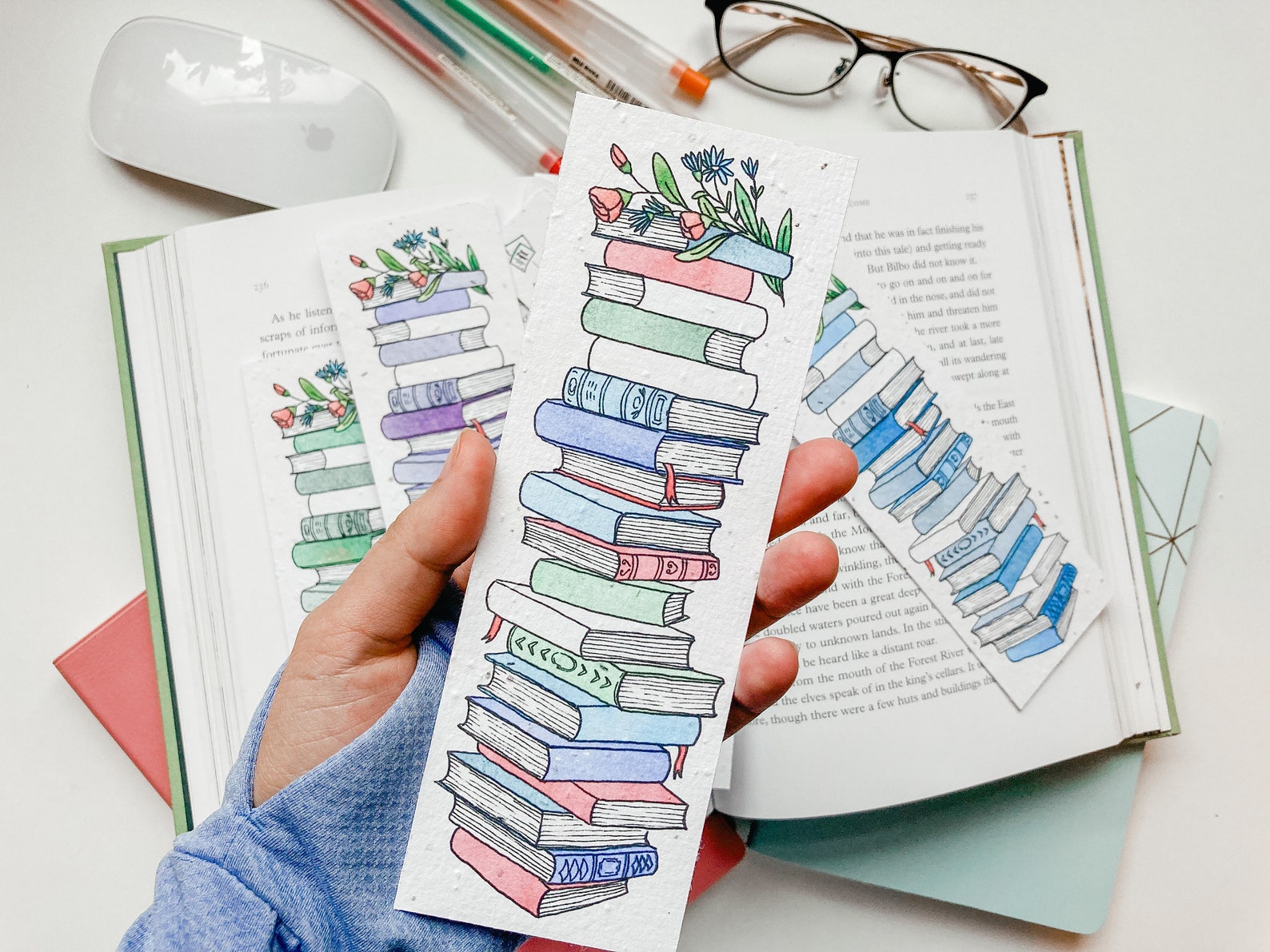 Plant Me Bookmarks: Book Pile Tracker Bookmarks - Etsy