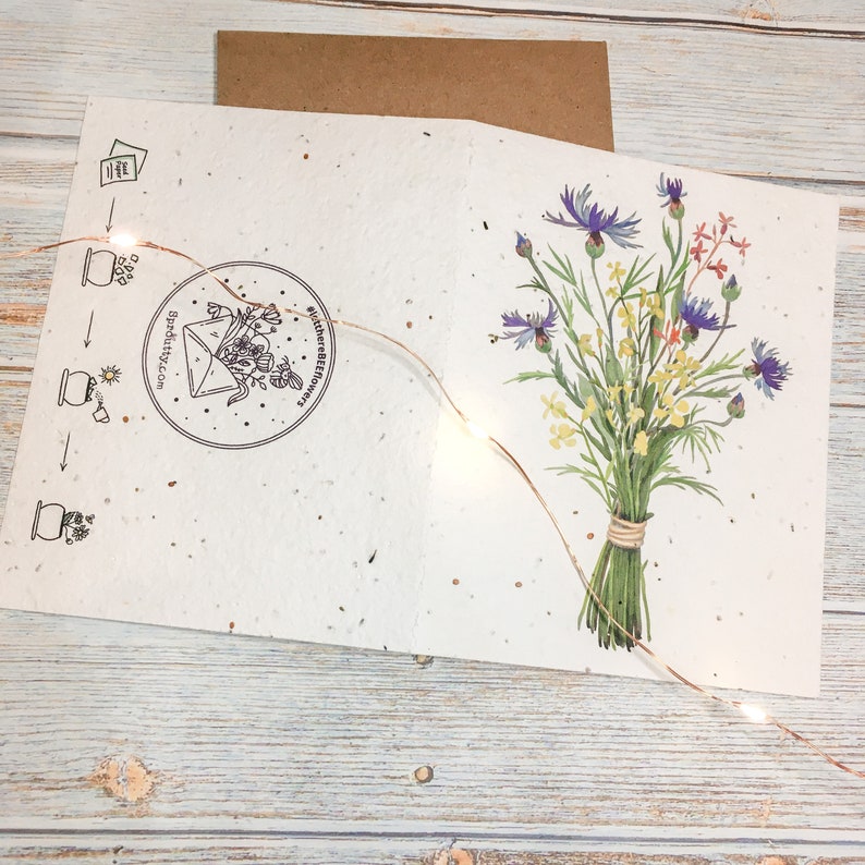 Plant Me Wildflower Bouquet a plantable card seed paper | Etsy