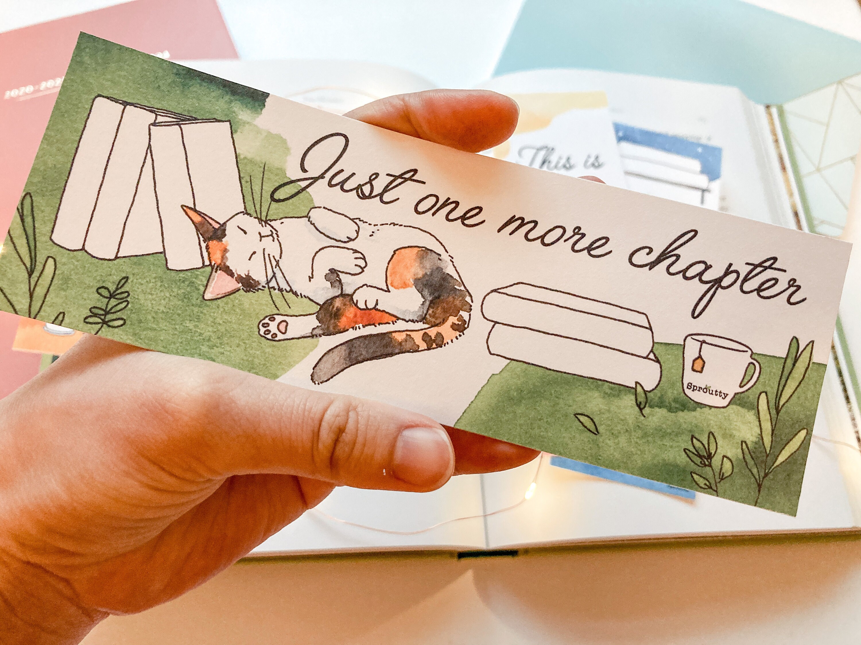 Bookshelf Bookmark Reading Log Bookmark Sleepy Cat Theme - Etsy