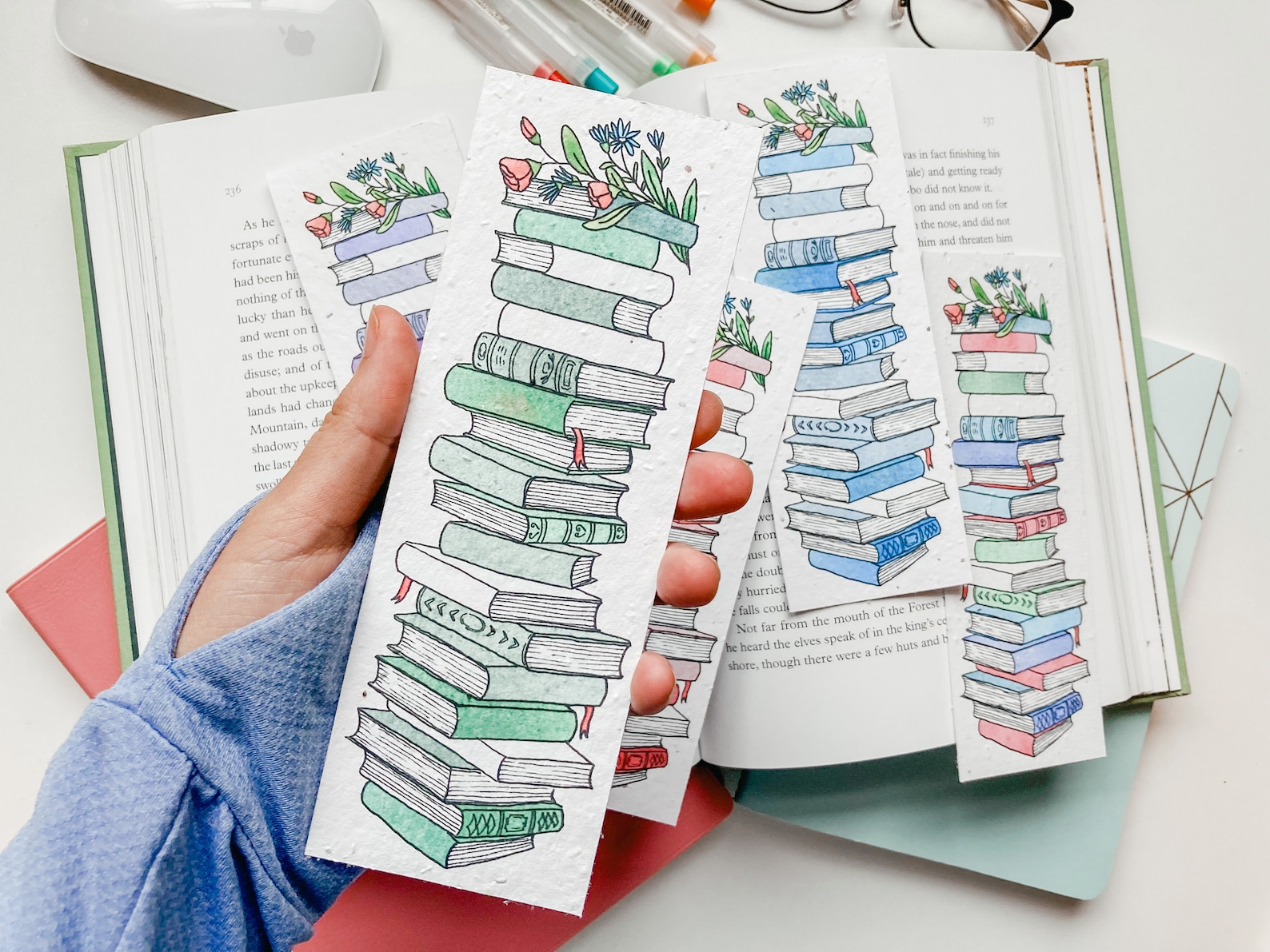 Plant Me Bookmarks: Book Pile Tracker Bookmarks - Etsy