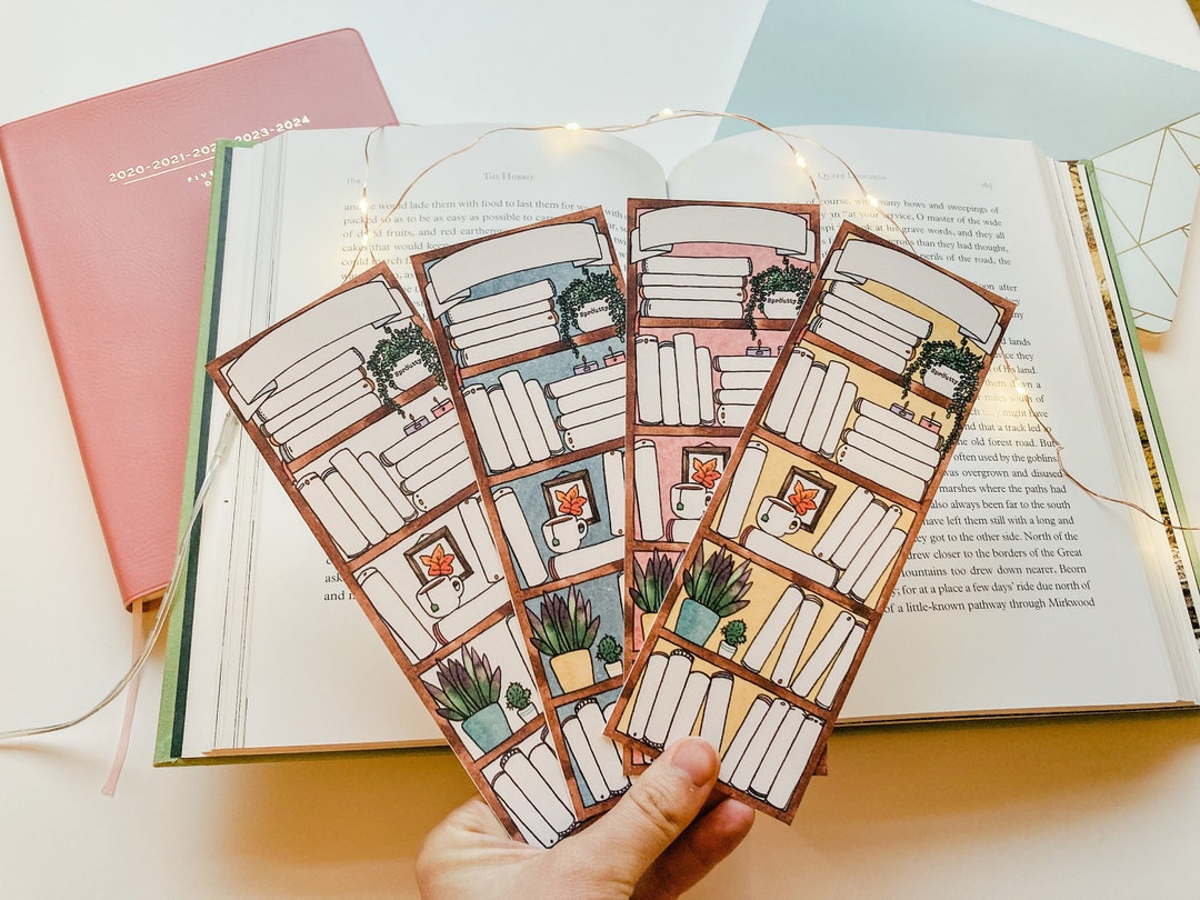 Bookshelf Bookmark | Reading Log Bookmark | 4 Colors | Reading Tracker ...