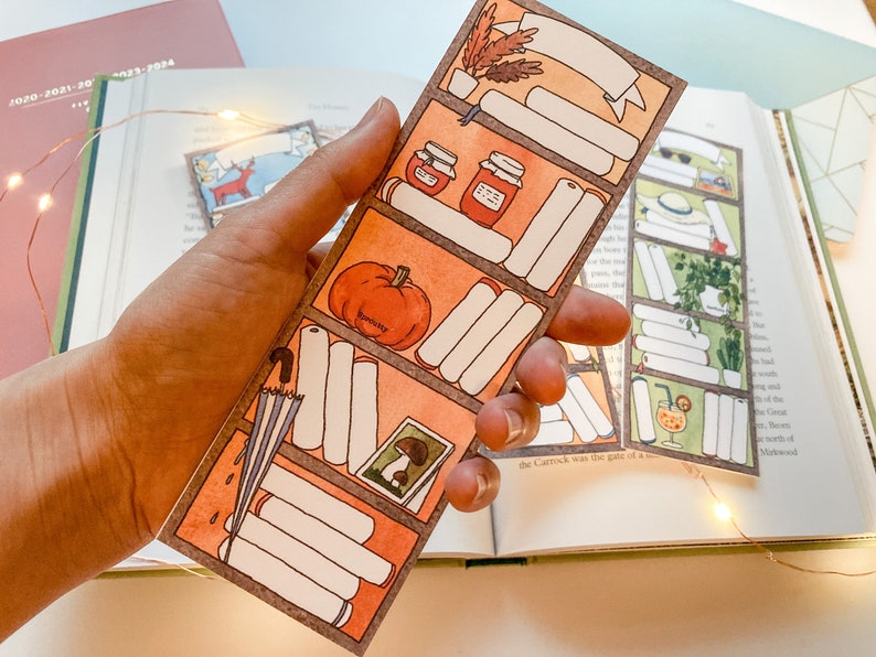 Bookshelf Bookmark | Reading Log Bookmark | 4 Colors/seasonal Designs ...