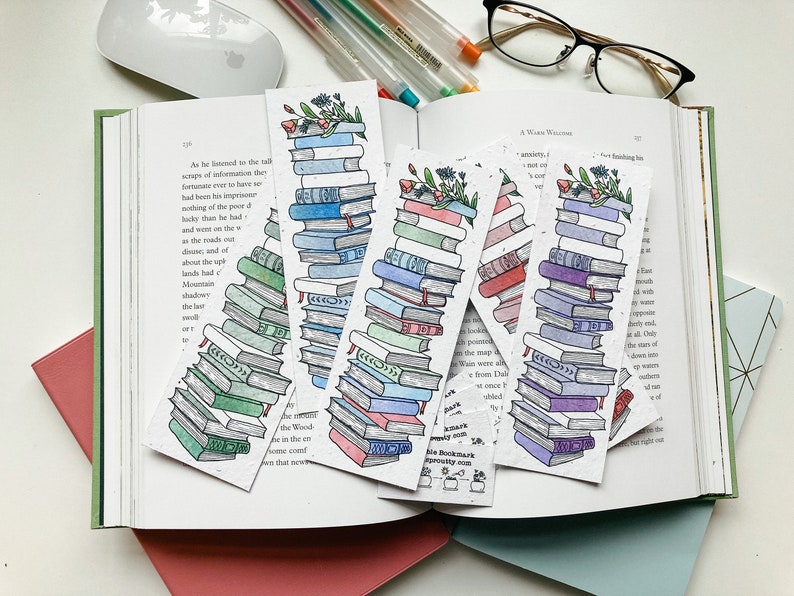 Plant Me Bookmarks: Book Pile Tracker Bookmarks - Etsy