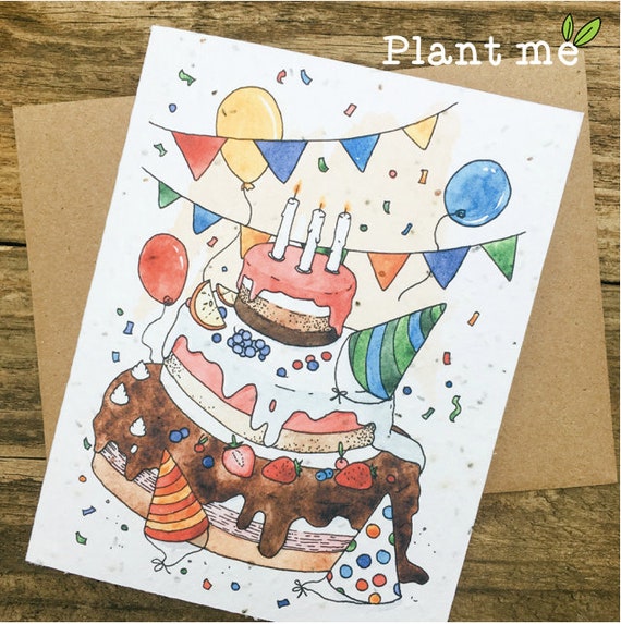 Plant Me Happy Birthday Plantable greeting card | Etsy