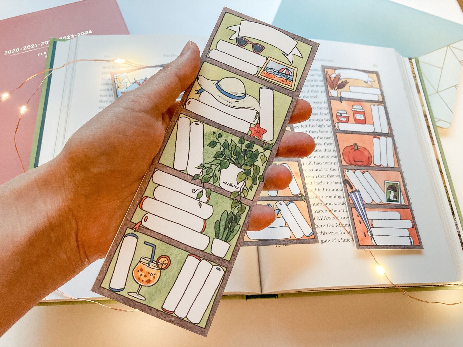 Bookshelf Bookmark | Reading Log Bookmark | 4 Colors/seasonal Designs ...