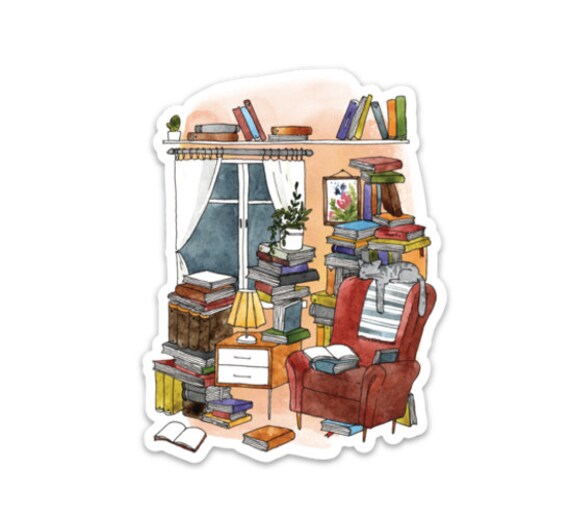 Book Sticker: Book Lover sticker decal book shelf sleepy | Etsy