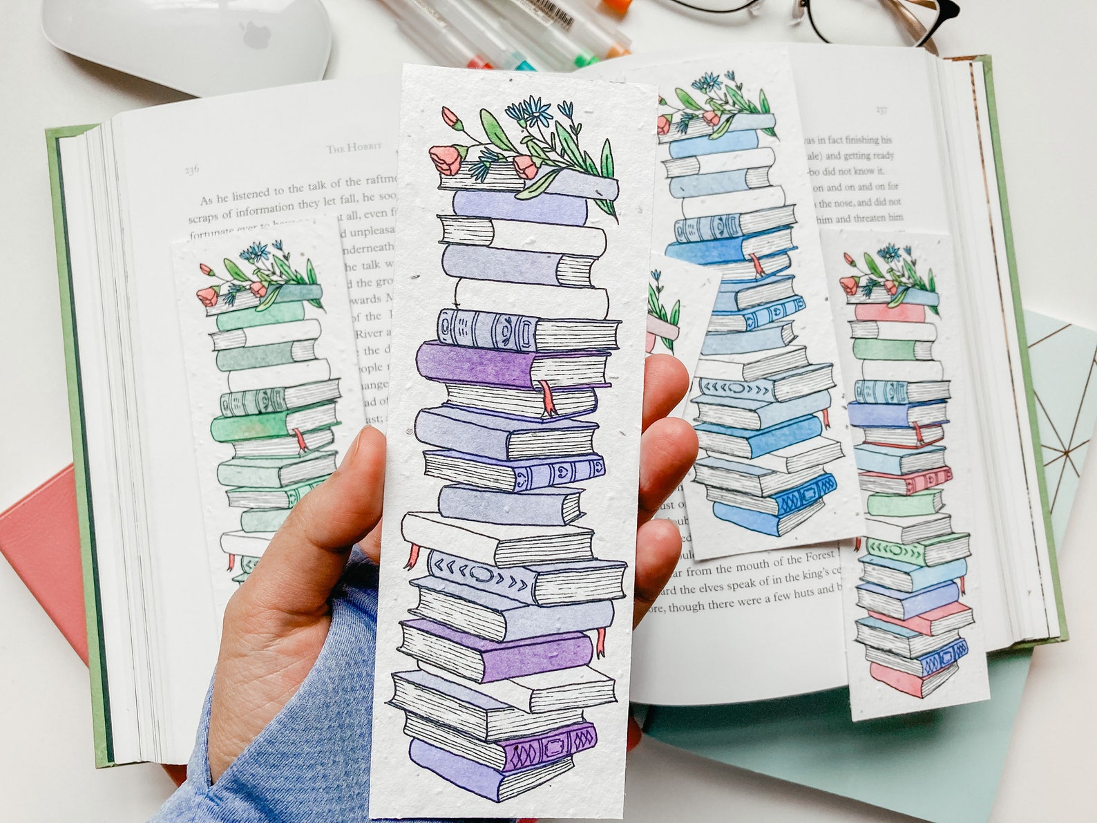 Plant Me Bookmarks: Book Pile Tracker Bookmarks - Etsy