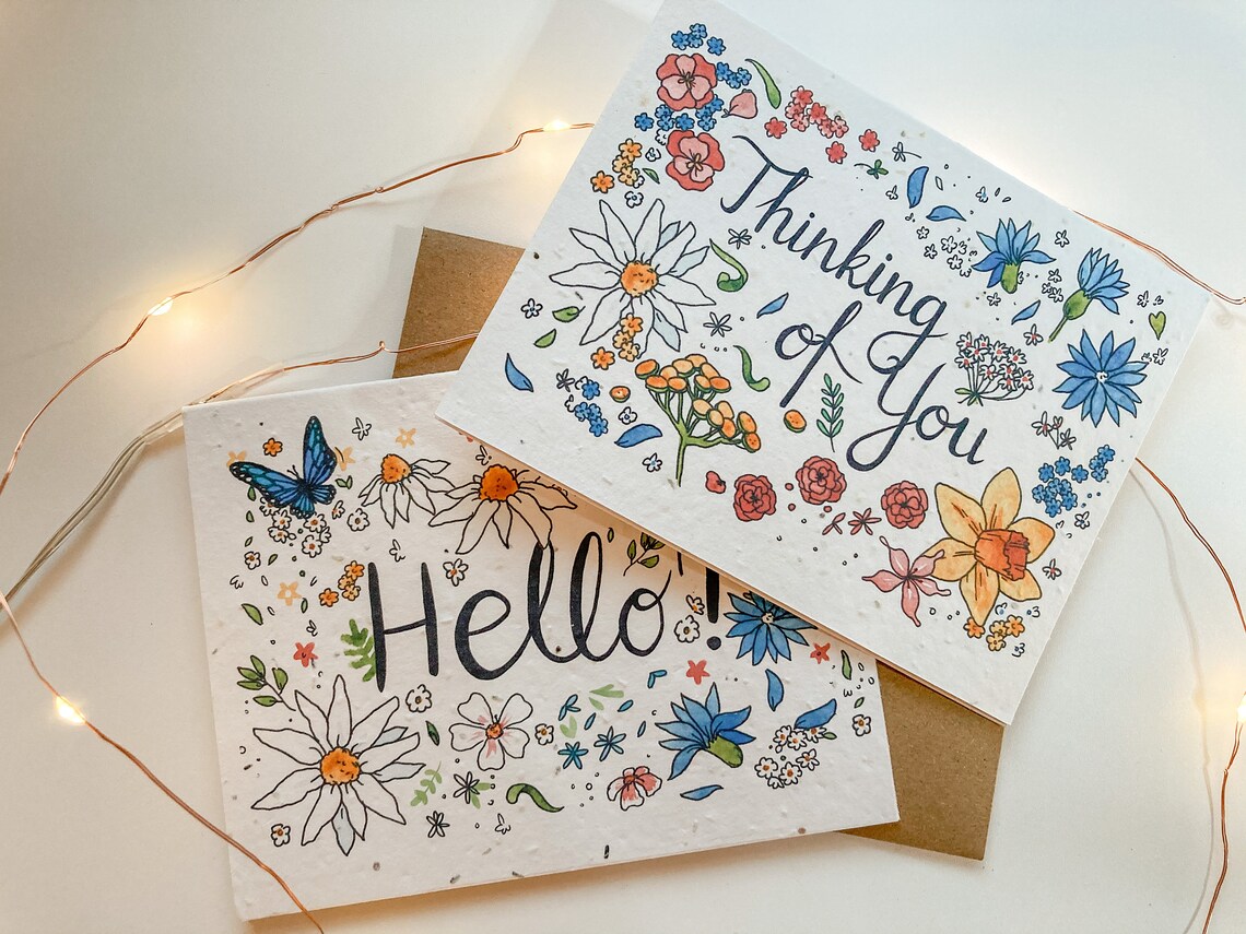 Plant Me Floral Collection Set 6 Cards: Plantable Greeting | Etsy