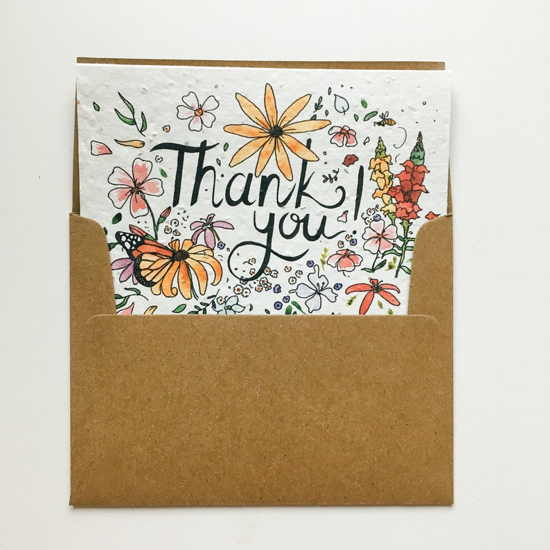 Plant Me! Thank You Card, Wildflower Embedded, Plantable Greeting Card ...