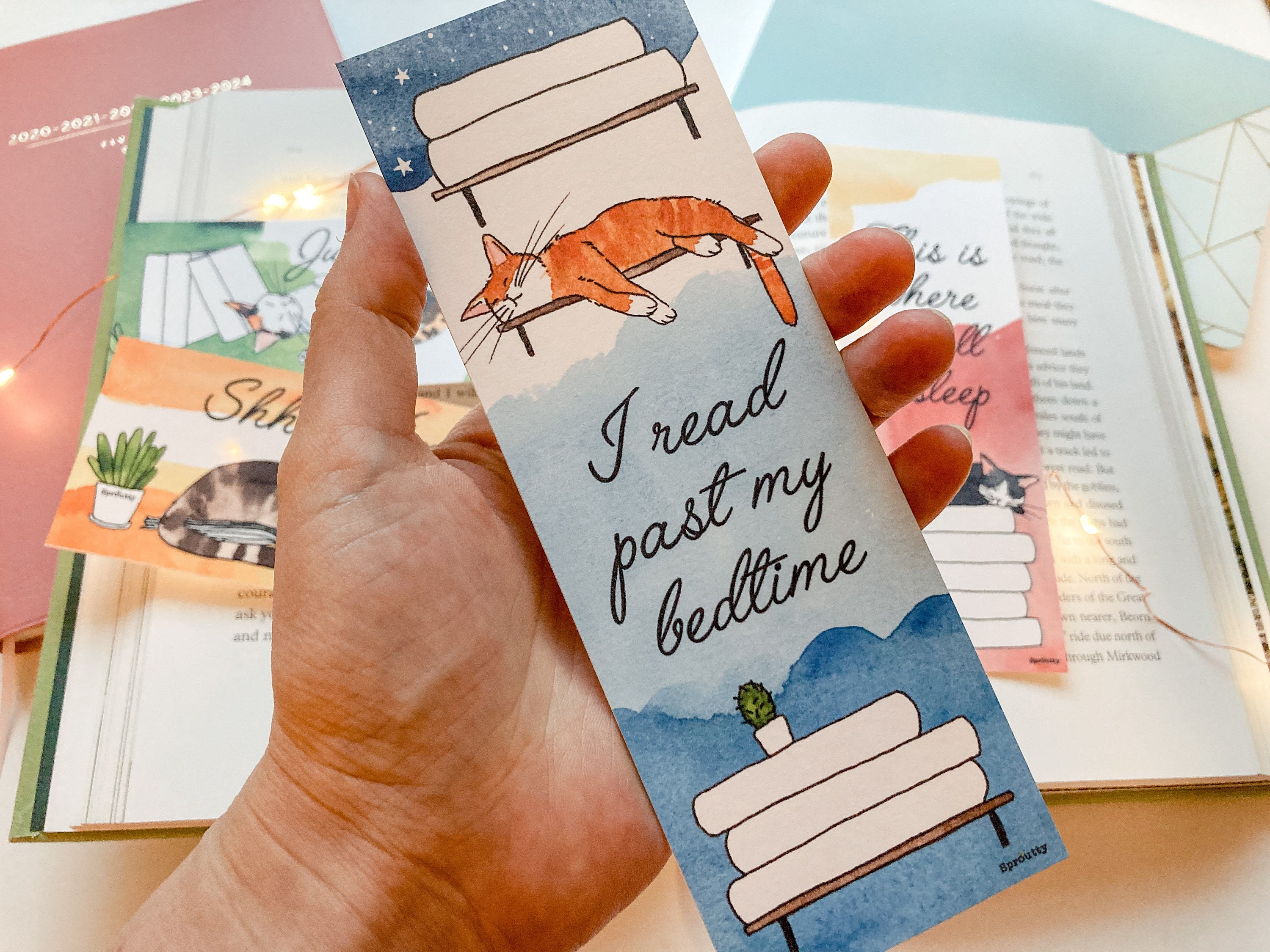 Bookshelf Bookmark | Reading Log Bookmark | Sleepy Cat Theme | Reading ...