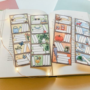 Bookshelf Bookmark | Reading Log Bookmark | 4 Colors/seasonal Designs ...