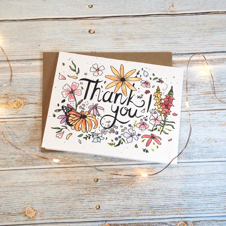 Plant Me Thank You Card Wildflower Embedded Plantable | Etsy
