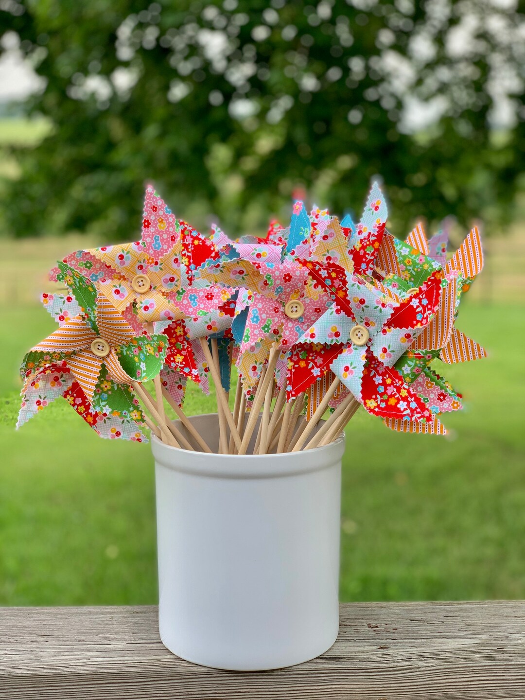 Colorful Fabric Pinwheels Spring Easter Party Decor Whirly - Etsy