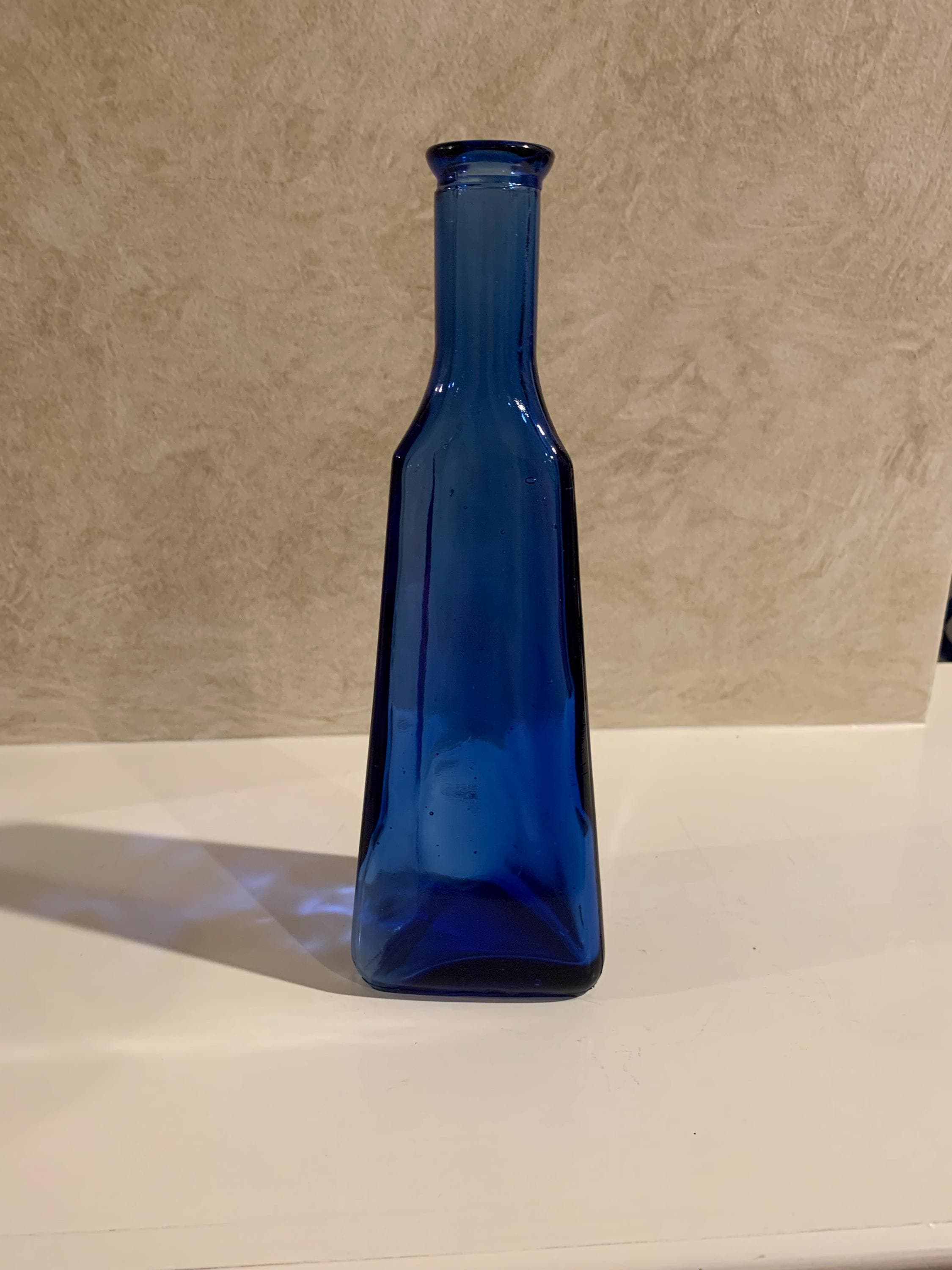 Vintage Triangular Cobalt Bottle - Etsy