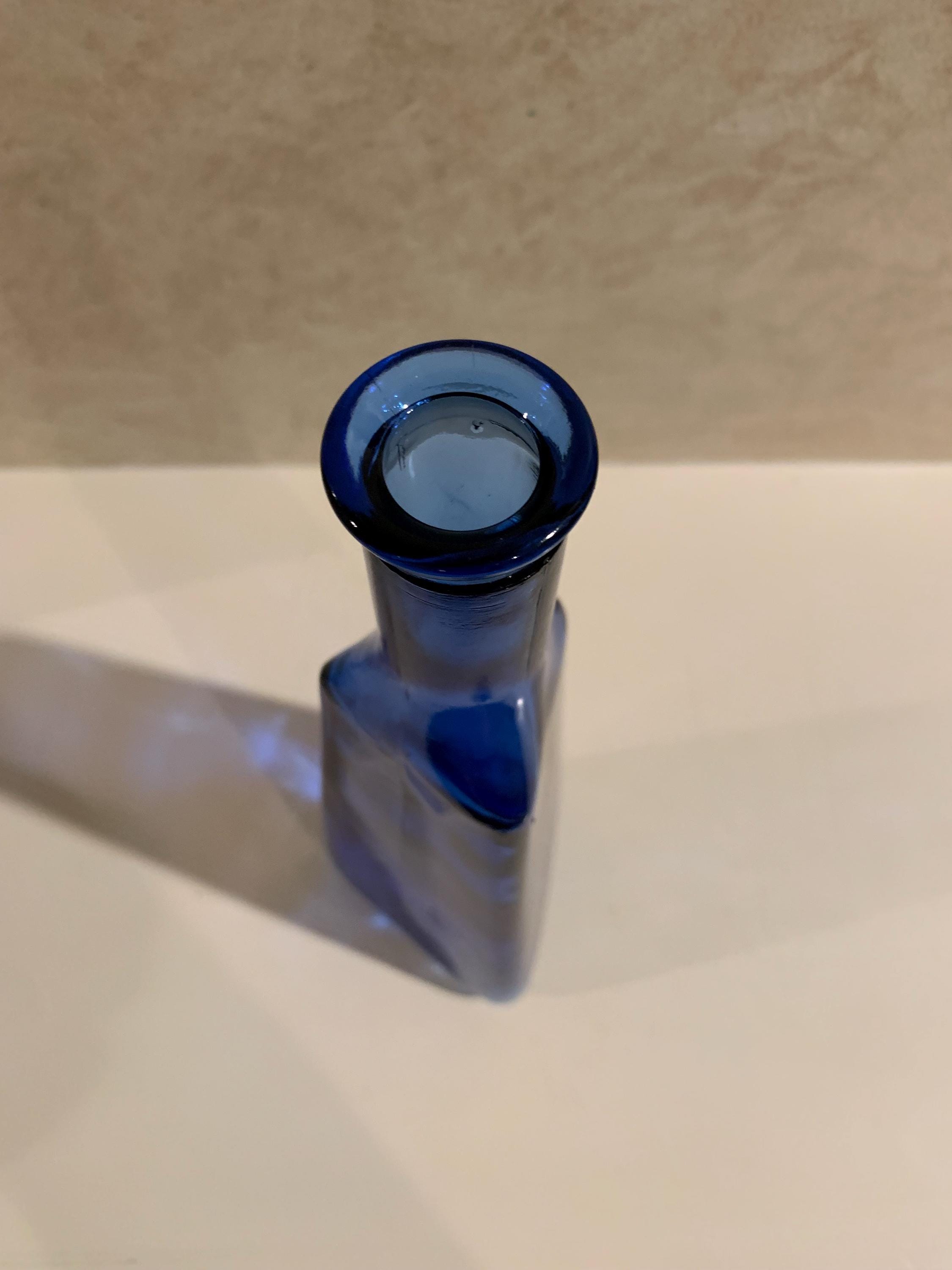 Vintage Triangular Cobalt Bottle - Etsy