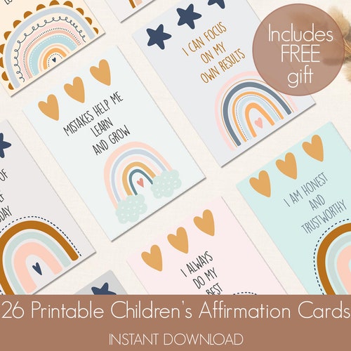 Positive Affirmation Cards for Children Set of 33 Printable - Etsy