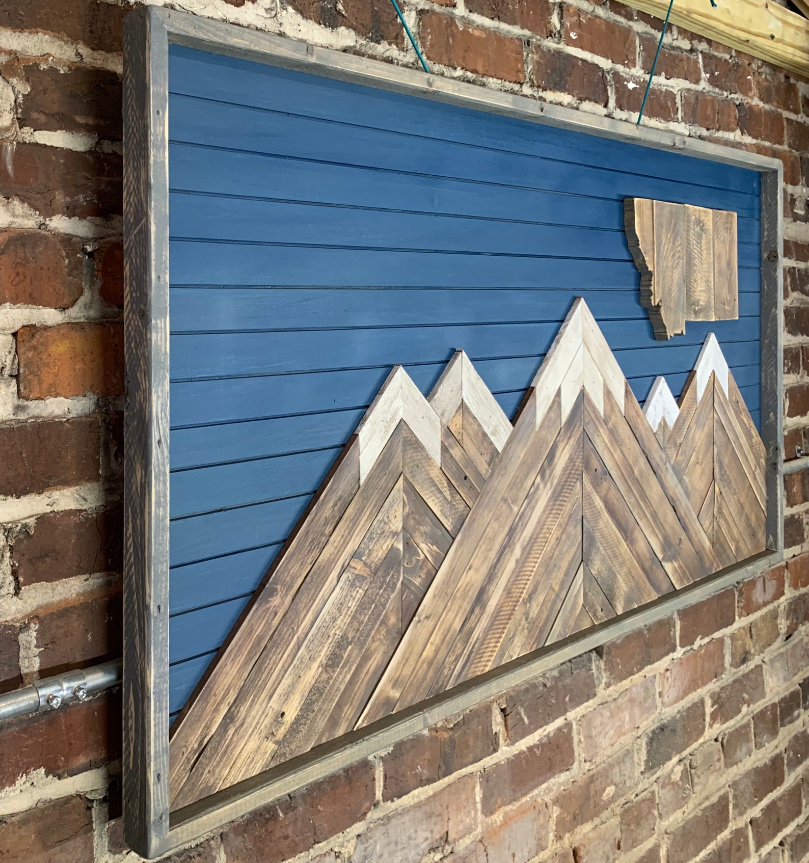 Rustic State Design Wood Mountain Art - Mountain Wood Wall Decor ...