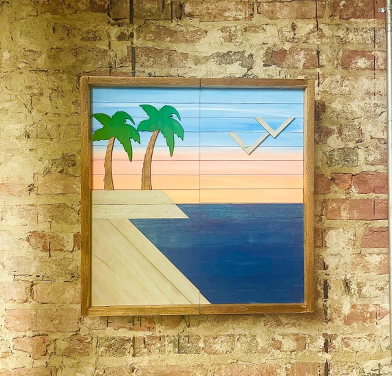 Rustic Beach Cabinet 24x 24 Rustic Beach Art Bathroom - Etsy