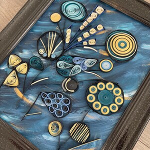 Quilled Abstract Art. Quilled Shades of Blue and Gold Lined Paper on ...