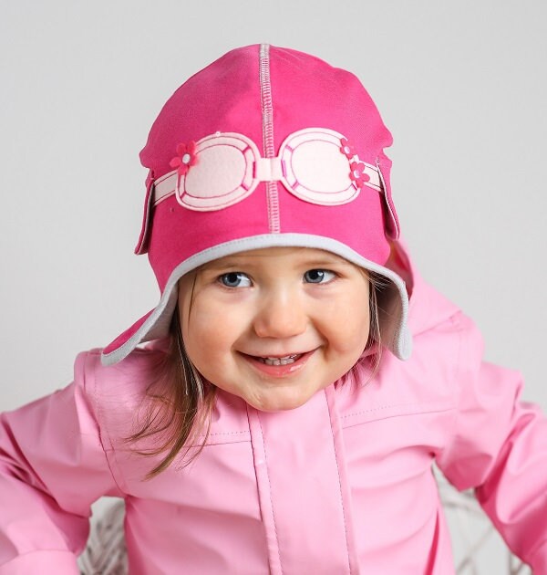 Baby Girl Aviator Hat, Bib & Gloves Gift Set in Pink/ Baby Girl Gifts ...