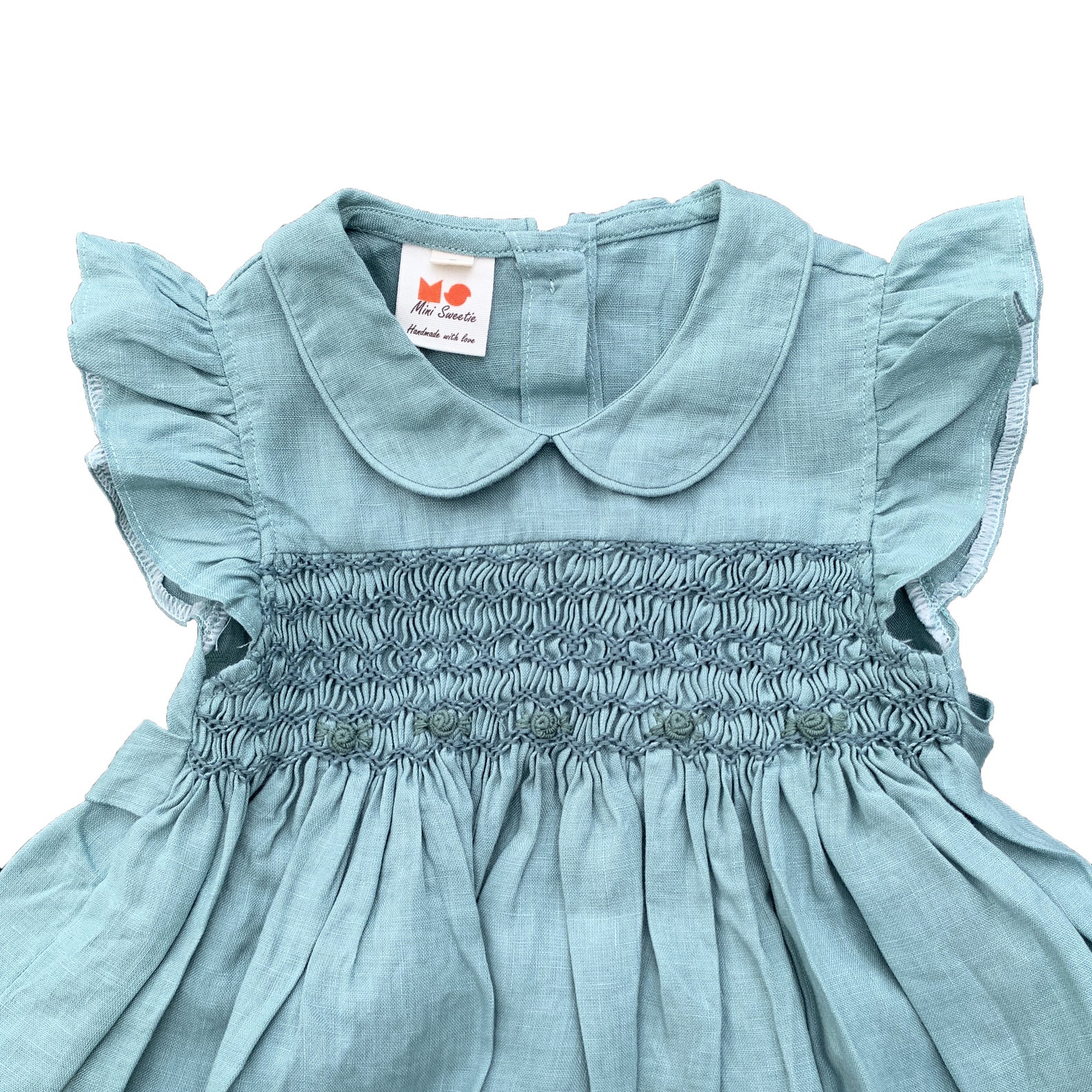 Light Green Linen Smocked Dress - Etsy