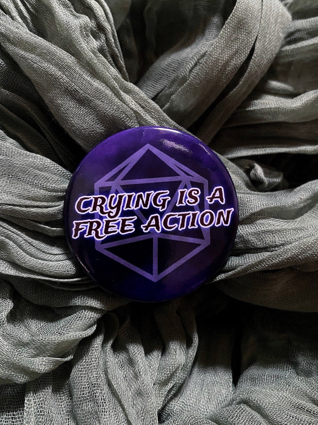 Statement Pin Badge TTRPG Themed | Crying is a Free Action - Etsy