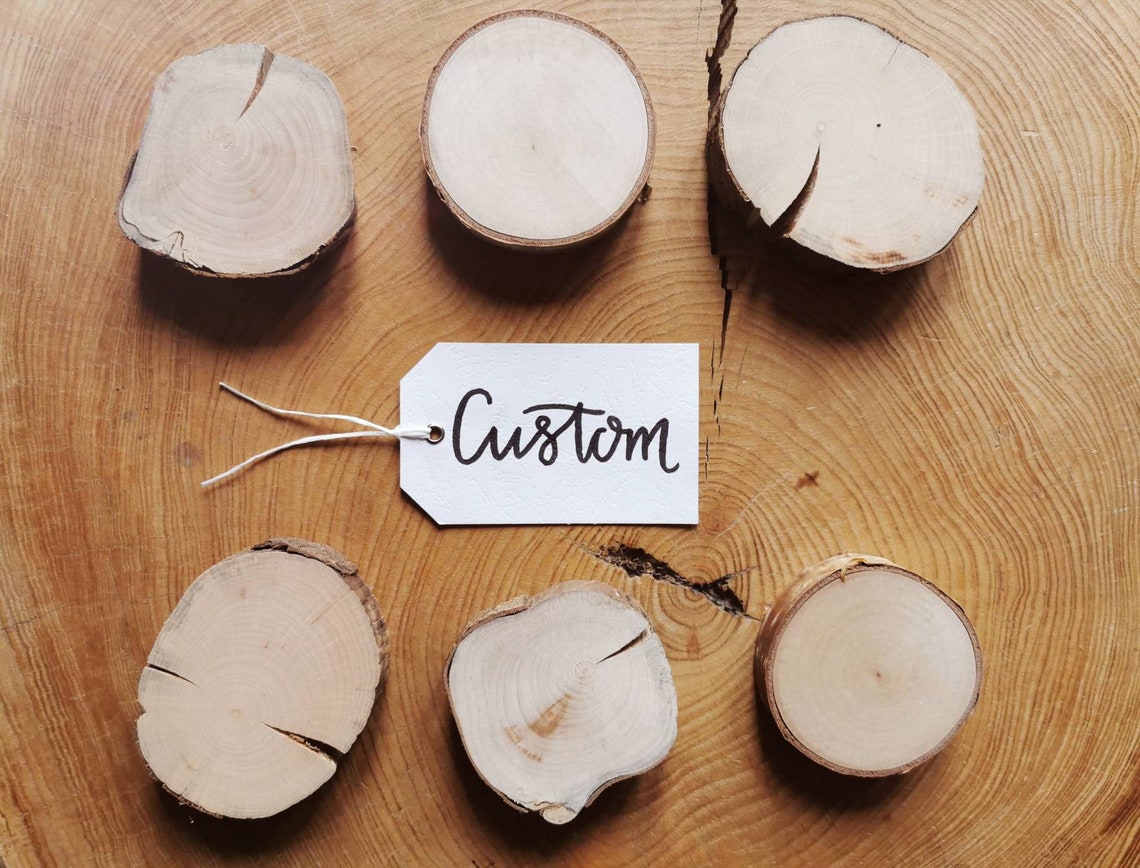 Custom small wooden circle hand lettered wooden log round | Etsy