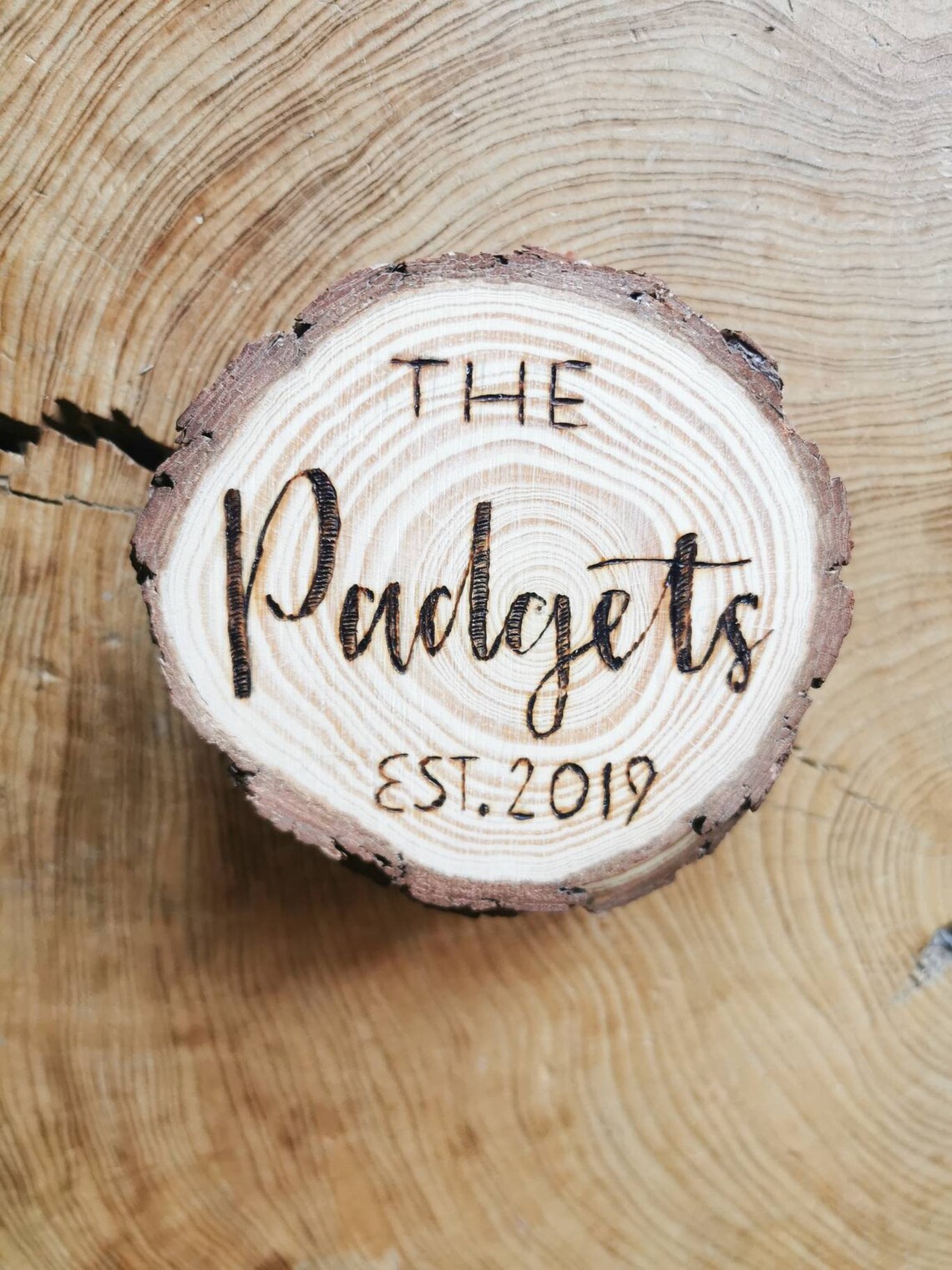 Custom Small Wooden Circle Hand Lettered Wooden Log Round | Etsy