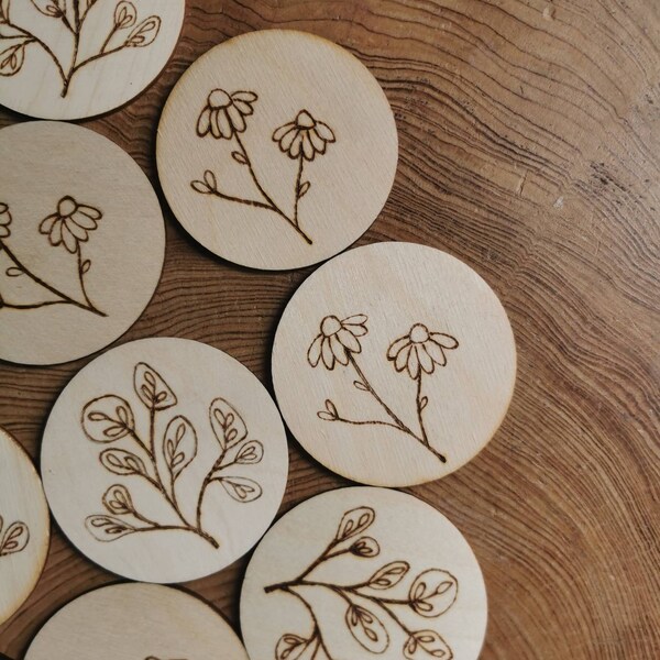 Wooden Flower Coaster - Etsy UK