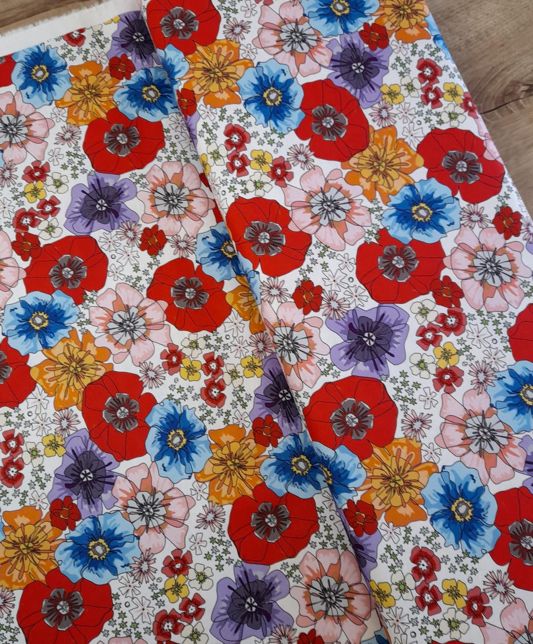 100% Organic Cotton Fabric Crafty Lass Bunny's Delight Floral Sold per ...