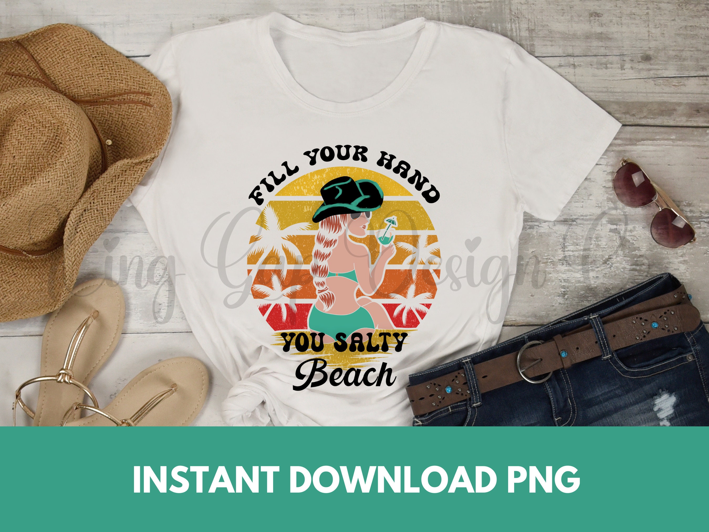 Fill Your Hand John Wayne Beach Summer Shirt T-shirt PNG Sublimation DTF Printing Retro Letters ...