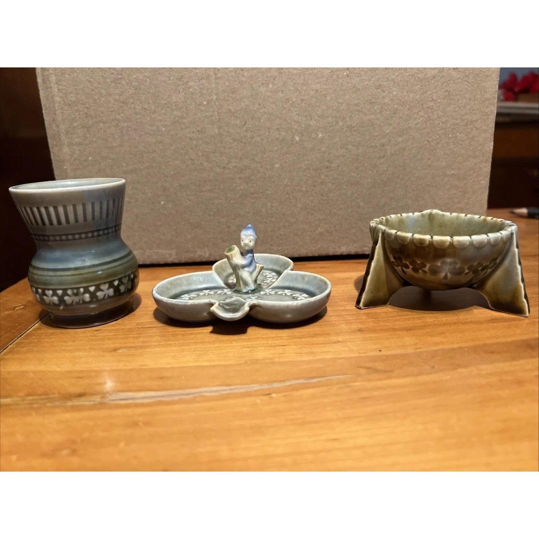 Vintage WADE Ireland Trinket Set, Shamrock Bowl, Pixie Vase - Etsy