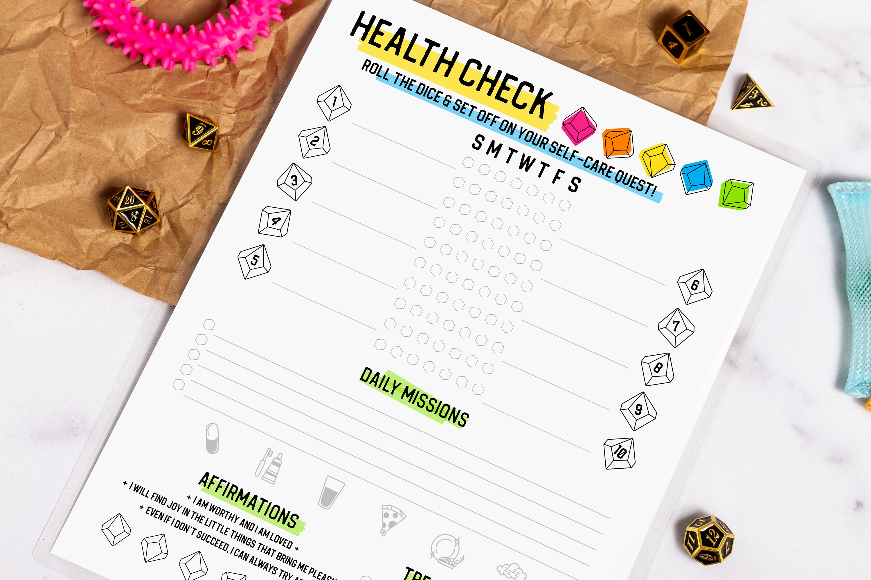 Blank Health Check Laminated Self Care List - Etsy