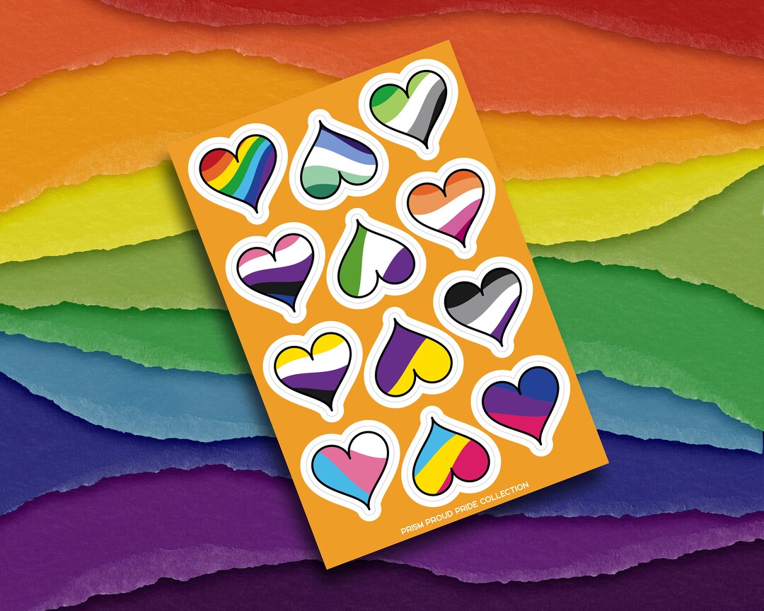 Rainbow Pride Flag Hearts Sticker Sheet - Etsy
