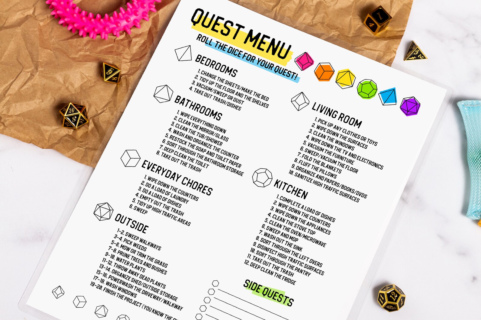 Detailed Chore List Quest Menu Chore List Laminated Chore - Etsy Australia