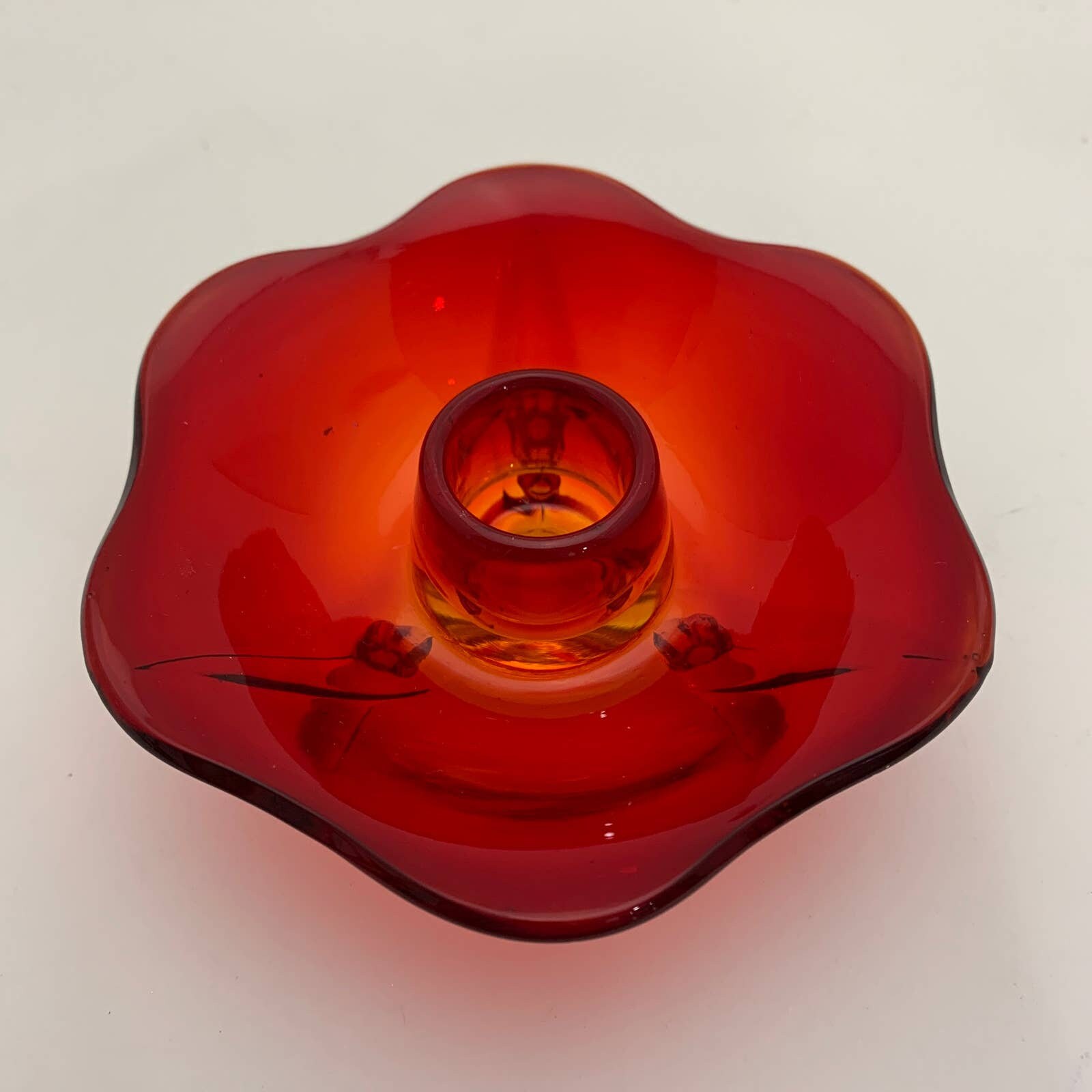 Fenton Glass 848 Ruby Lotus Candlesticks 3-toed 6 Petal 9 Petal Candle ...