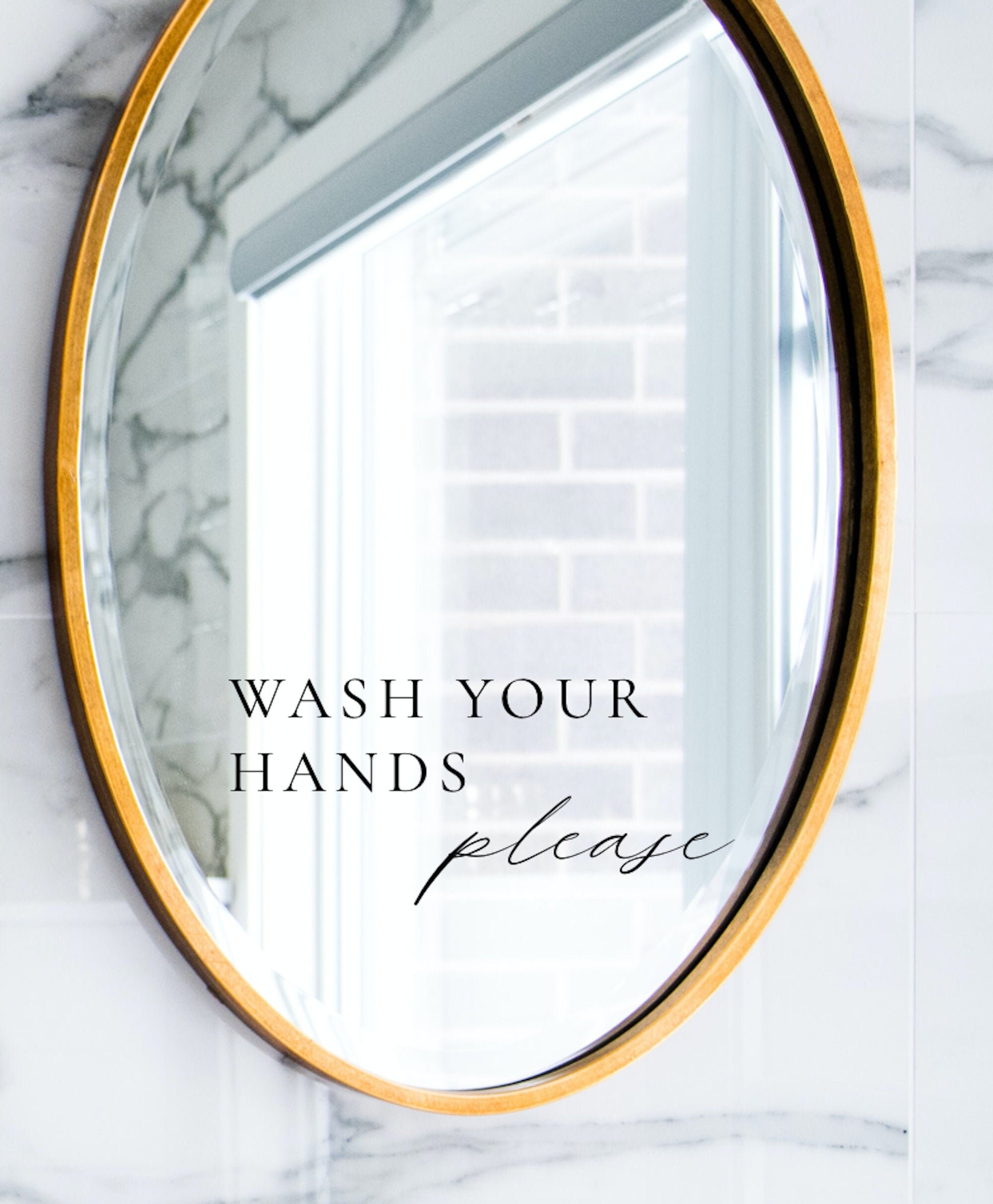 Wash Your Hands Please Vinyl Wall Decal, Inspirational Mirror Quote ...