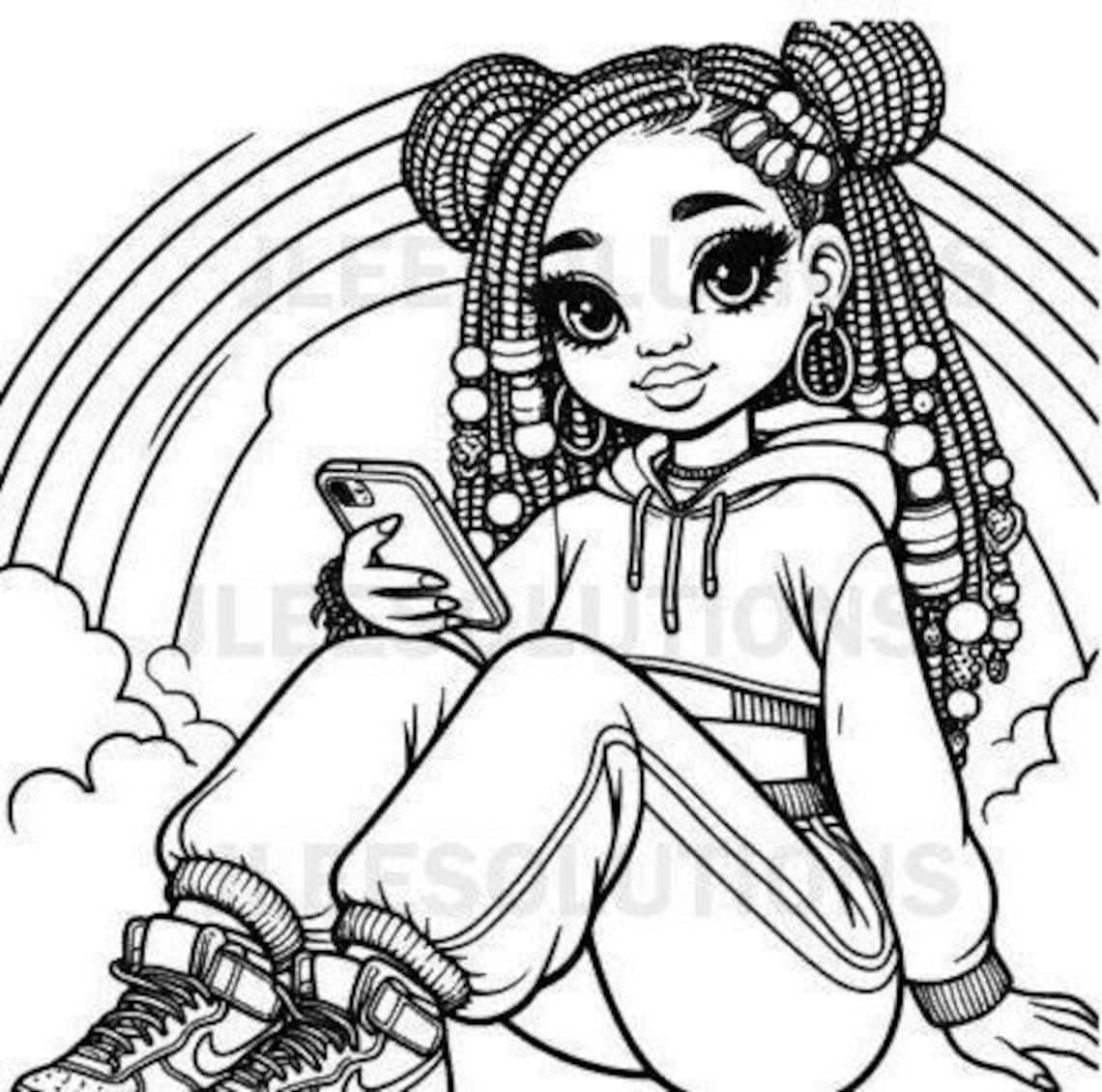 Sip/paint Design /coloring Page - "little Girl / Party" - Ready to ...
