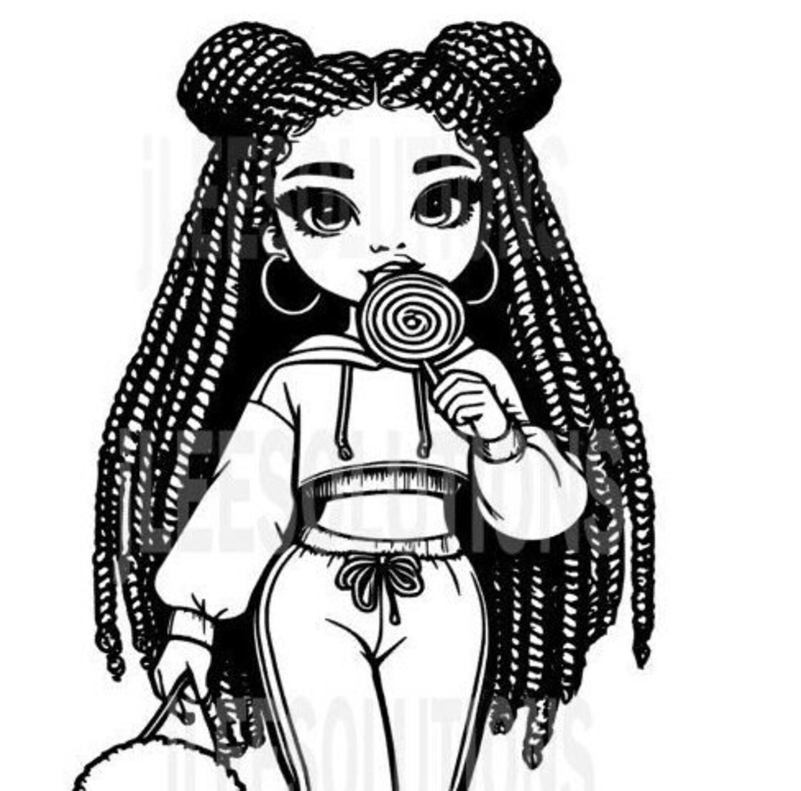 Sip/paint Design /coloring Page little Girl-lolli-pop/ Party Ready to ...