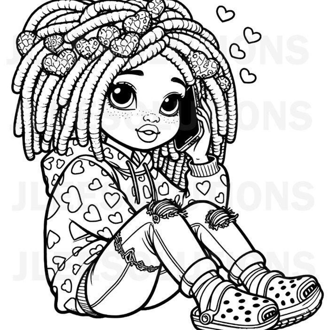 Sip/paint Design /coloring Page - "little Girl-2/ Party" - Ready to ...