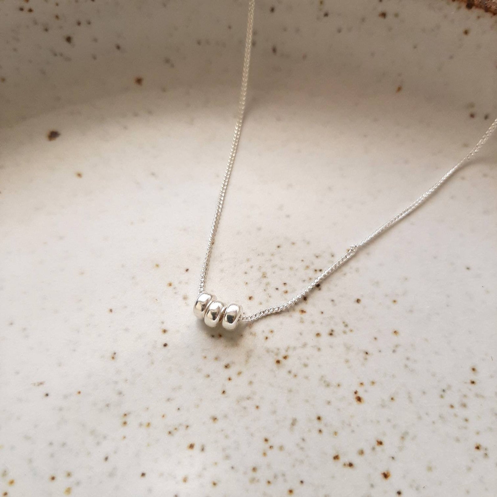 Dainty Sterling Silver Necklace With Beads | Minimalist Jewelry With ...