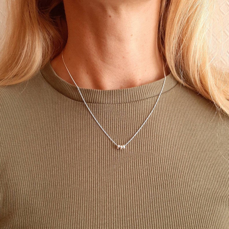 Dainty Sterling Silver Necklace With Beads | Minimalist Jewelry With ...