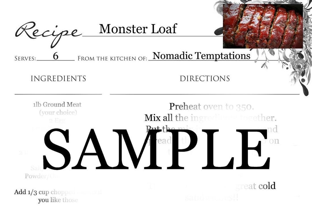 Monster Loaf | Meatloaf | Recipe - Etsy