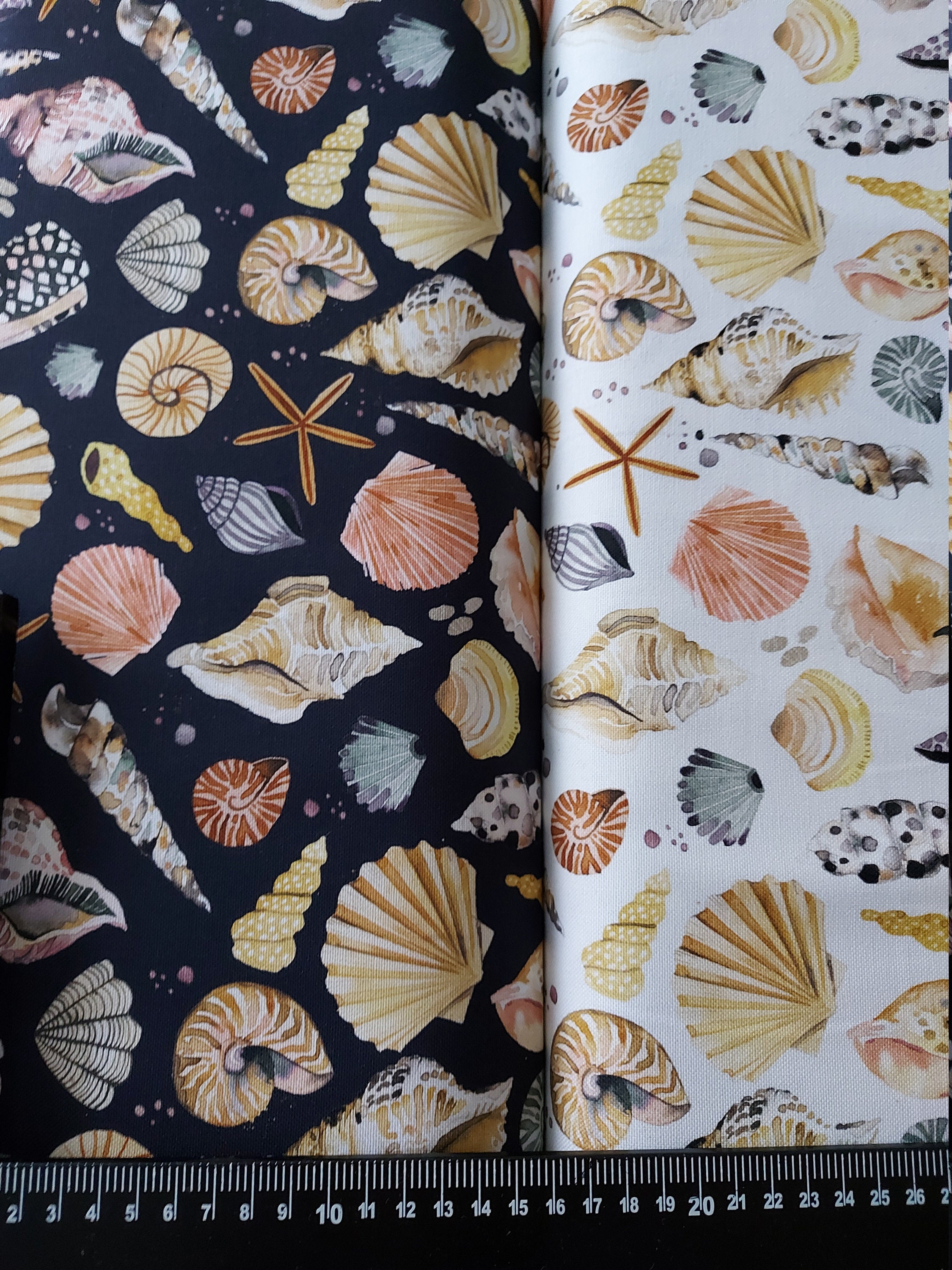 Shell Printed Cotton Canvas Fabric Craft Dressmaking - Etsy UK