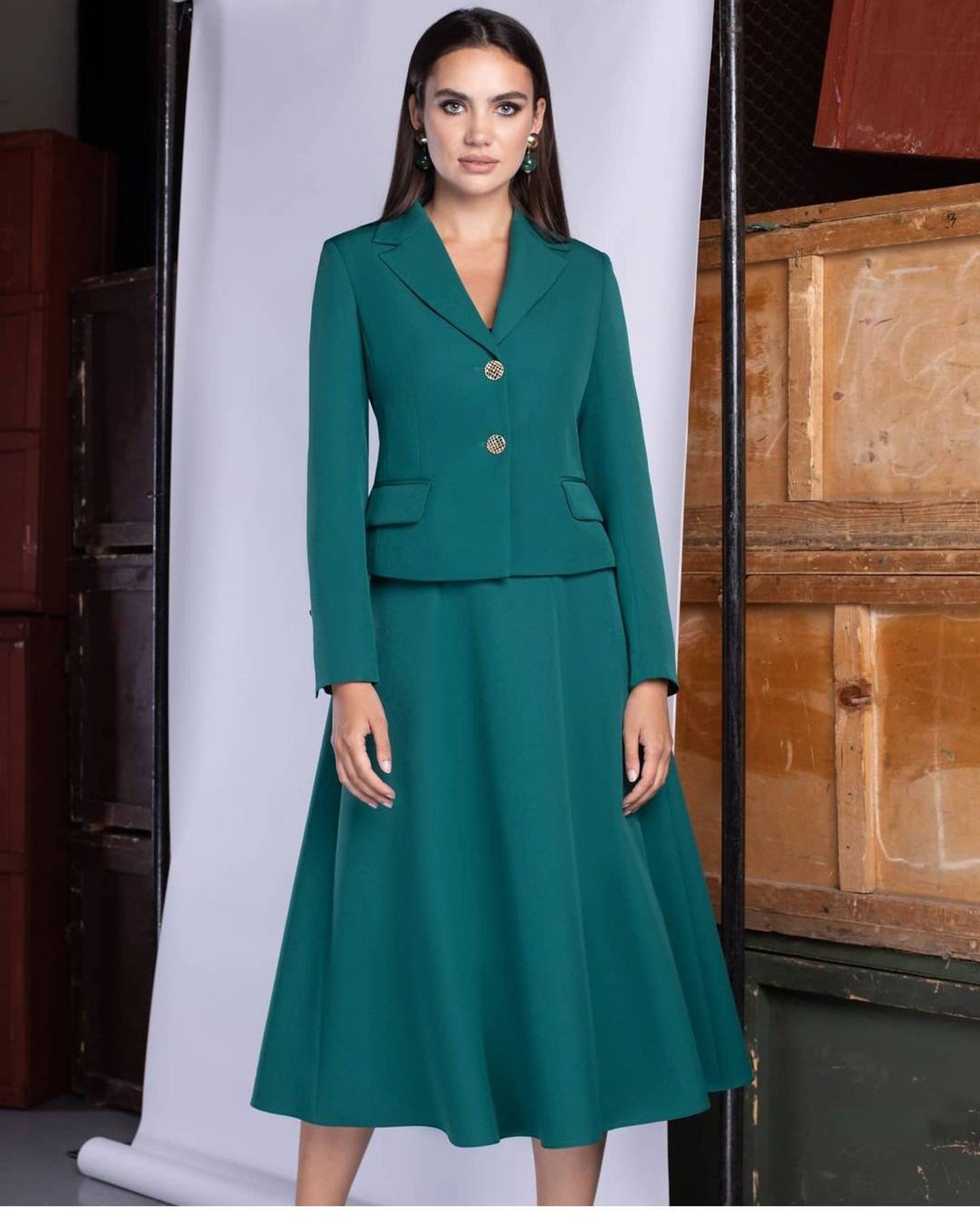 Emerald Green With Vintage Style Skirt Suit,dog Show Suit - Etsy