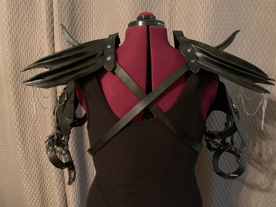 Black Leather Shoulders With Chains - Etsy